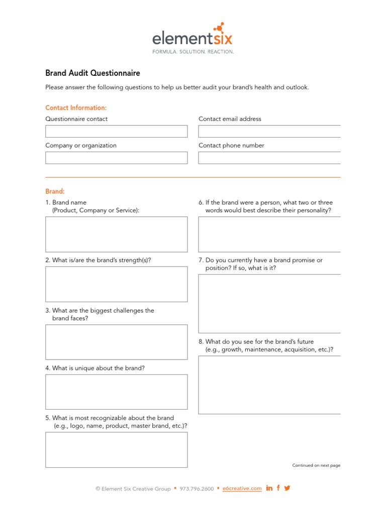 E6 Brand-Audit Questionnaire v3 | PDF | Brand | Marketing
