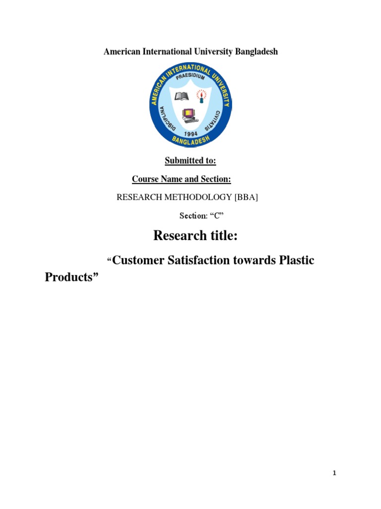 Customer Satisfaction Towards Plastic Products | PDF | Customer ...