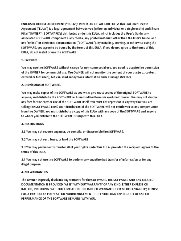 End-User License Agreement ("Eula") : Important-Read Carefully: This ...