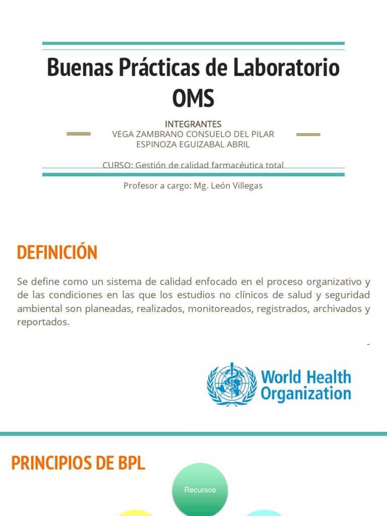 Buenas Prácticas de Laboratorio OMS | PDF | Laboratorios | Calidad (comercial)