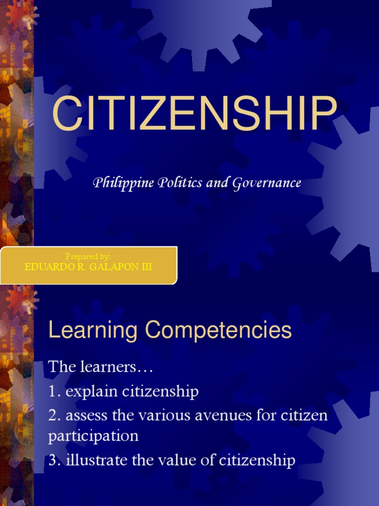 Citizenship: Philippine Politics and Governance | PDF | Naturalization ...