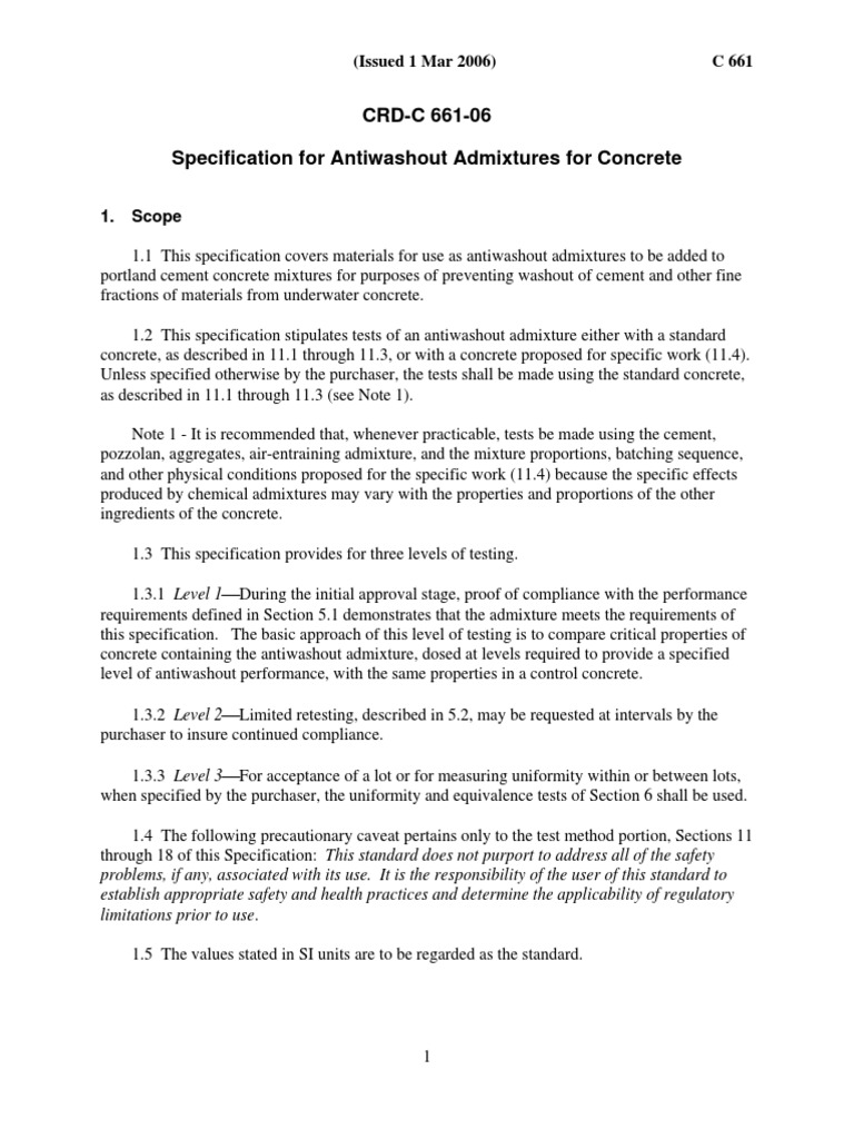 CRD c661 | PDF | Concrete | Specification (Technical Standard)