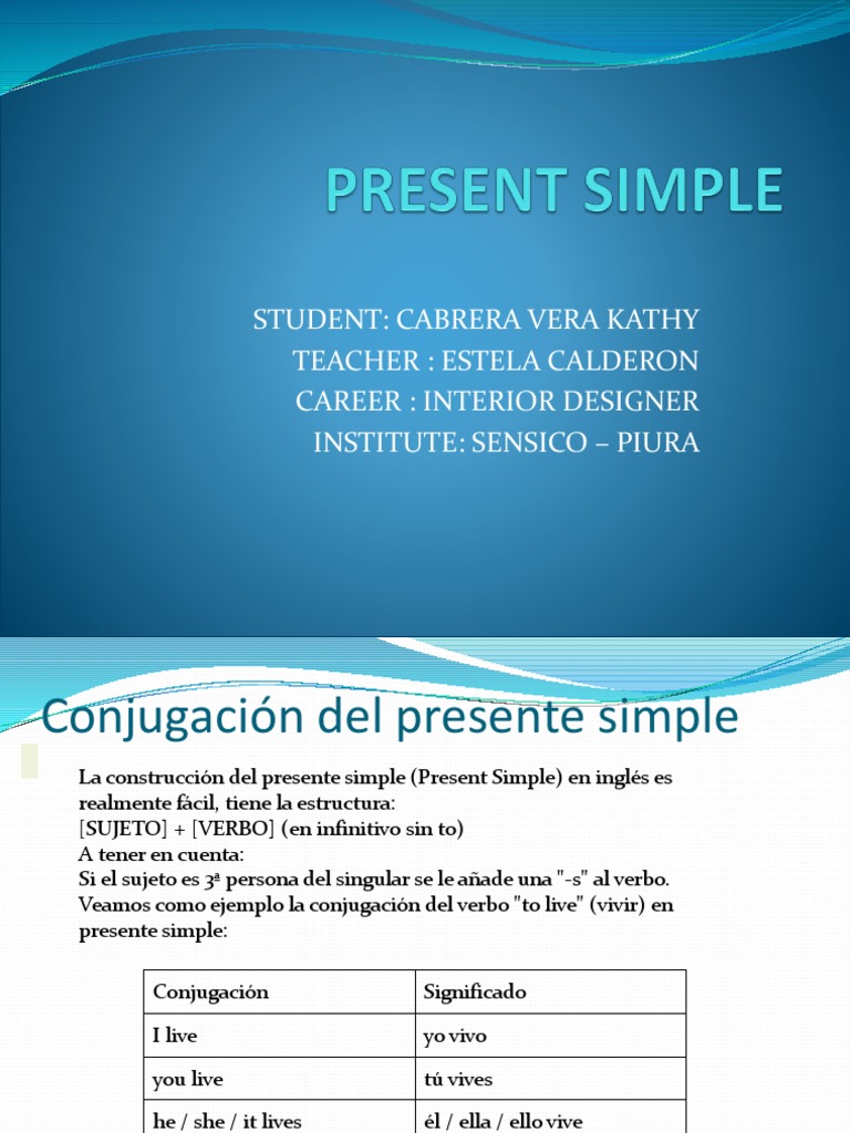 Estructura del Presente Simple en Inglés | PDF | Verbo | Asunto (gramática)