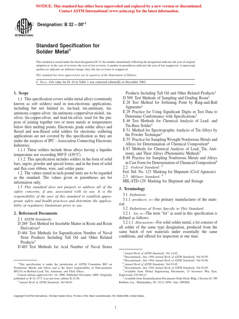 Astm B32 PDF | PDF | Solder | Metals