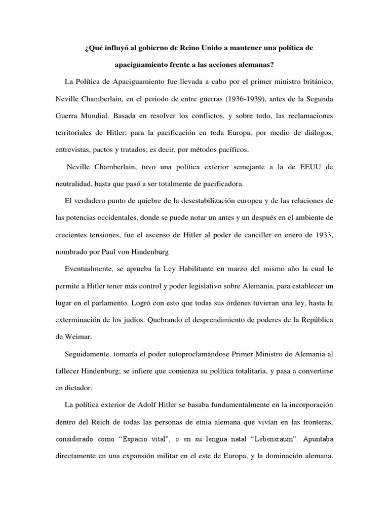 Apaciguamiento Británico 1936-1939 | PDF | Alemania nazi | Tercera ...