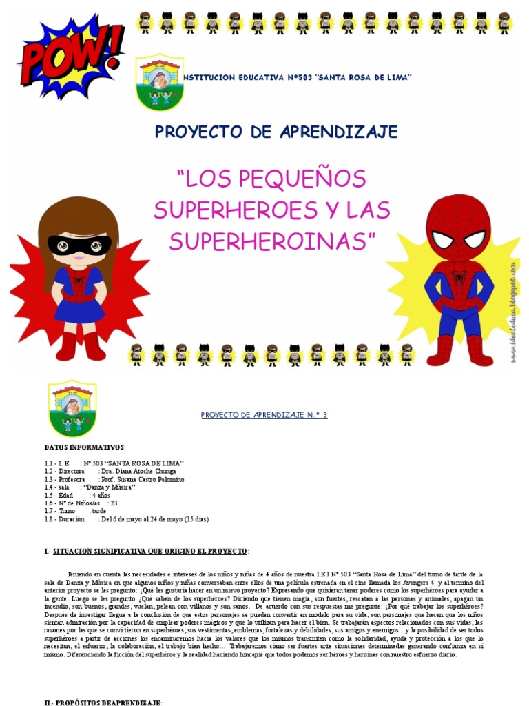 Proyecto "Pequeños Superhéroes" | PDF | Dibujo | Superhéroes