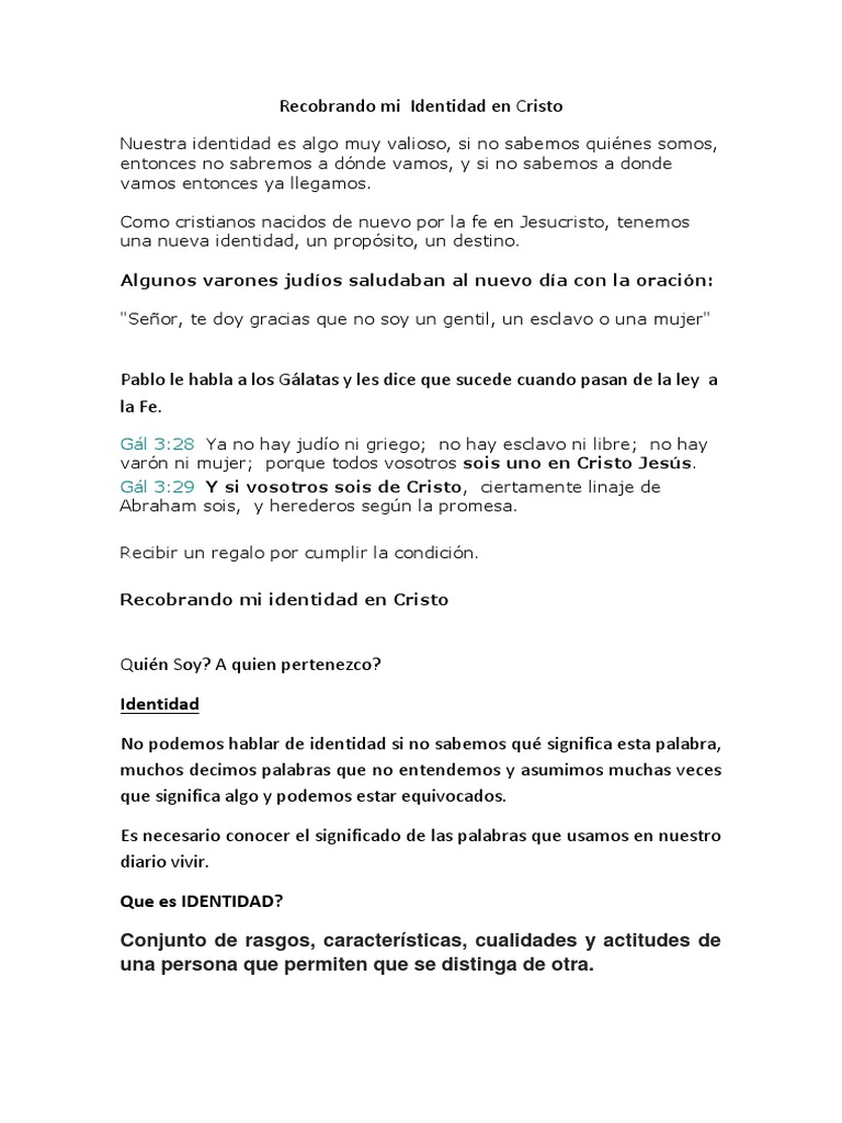 Recobrando la Identidad en Cristo | PDF | Fe | Jesús