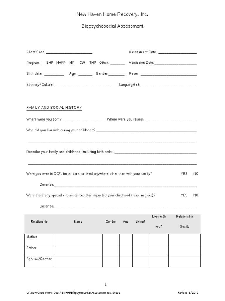 Child Biopsychosocial Assessment Template | Substance Abuse | Hiv/Aids