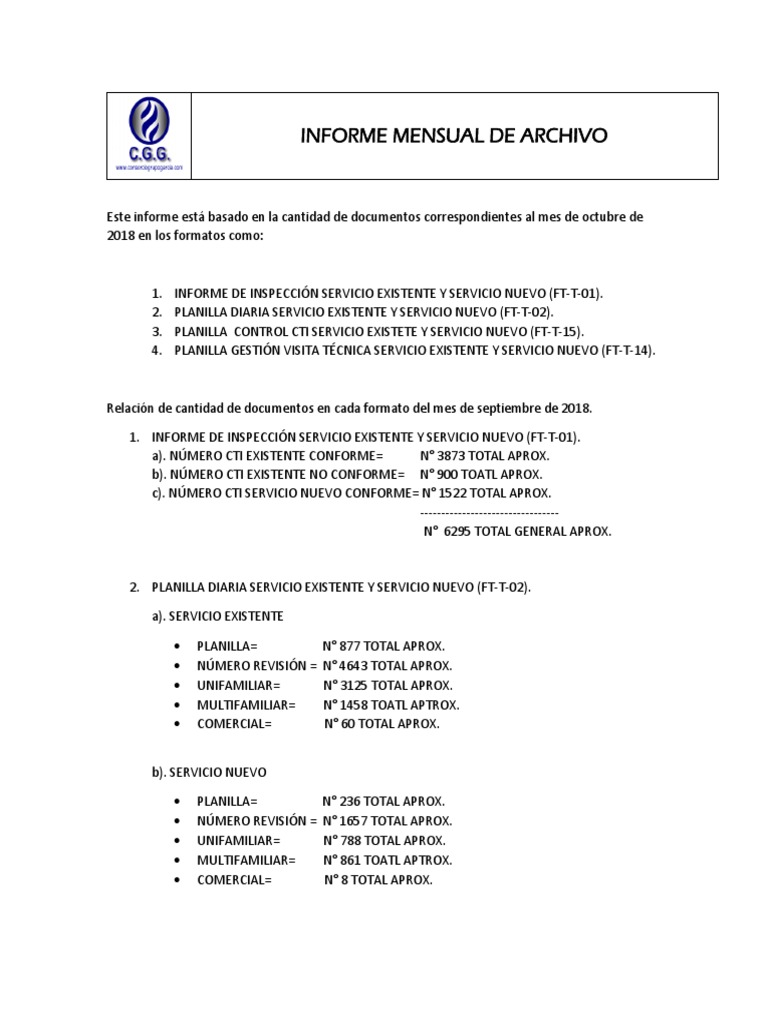Informe Mensual de Archivo | PDF