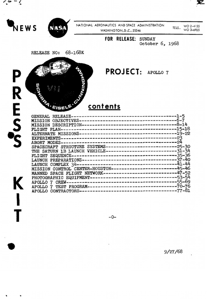 Apollo 7 Press Kit | PDF