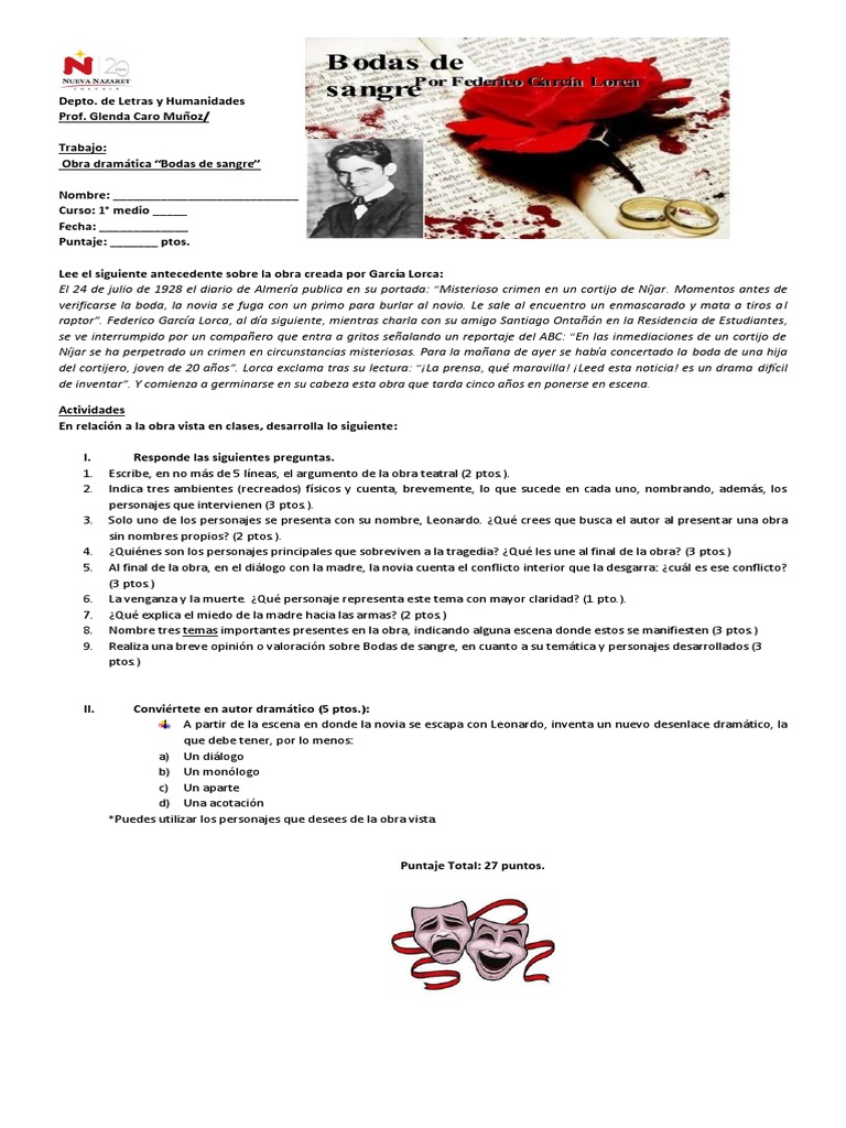 Trabajo Obra Bodas de Sangre | PDF | Boda