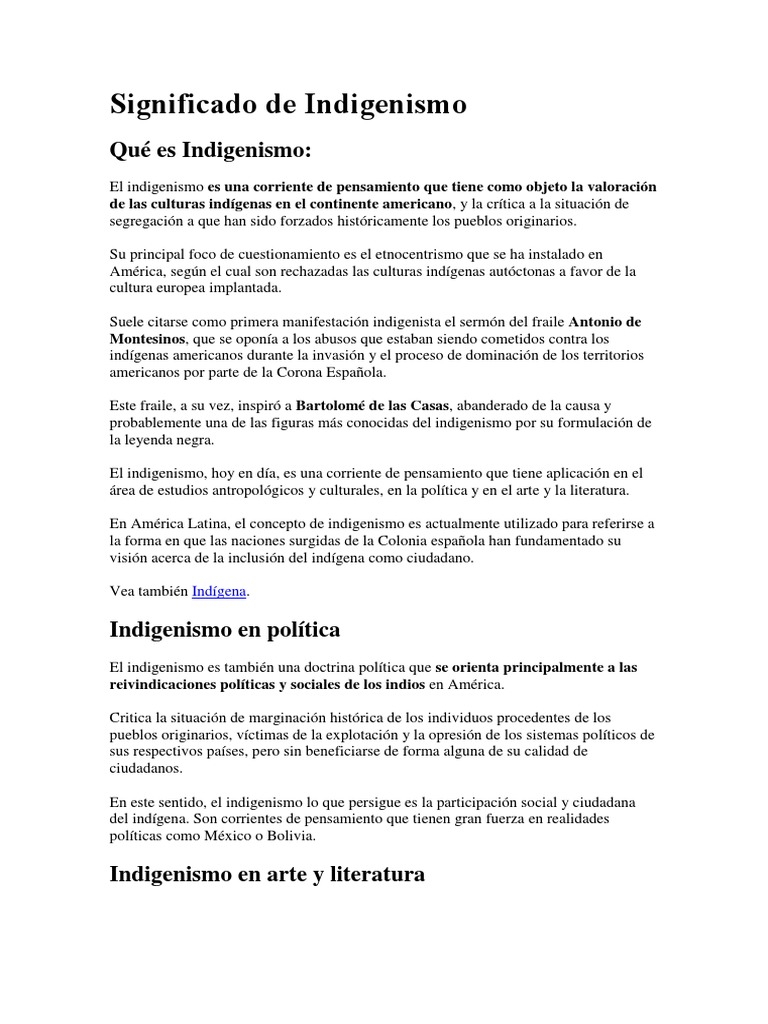 Significado de Indigenismo | PDF | Pueblos Indígenas de las Américas ...