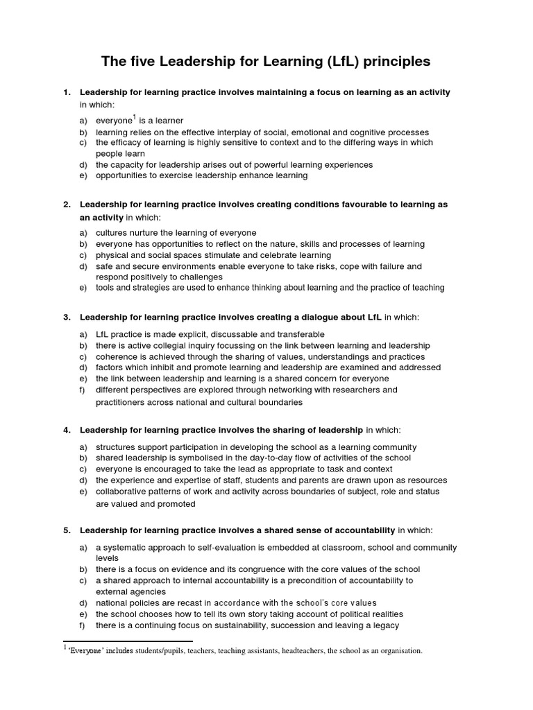 LFL Framework and Principles | PDF | Neuropsychology | Leadership