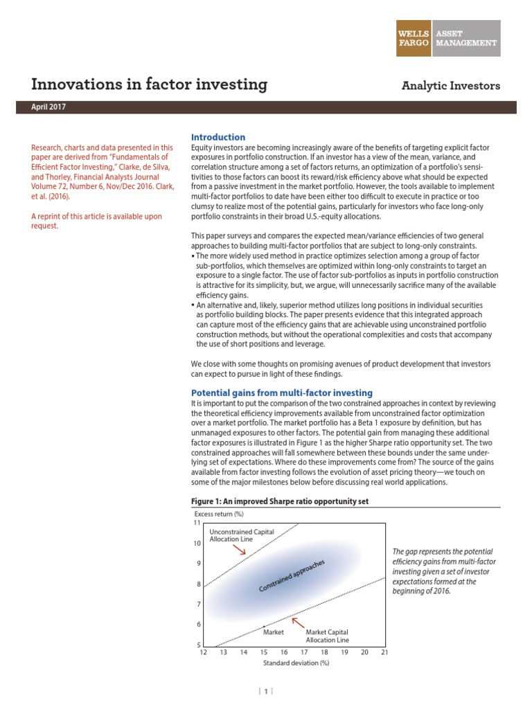 Innovations in Factor Investing: Analytic Investors | PDF | Beta (Finance) | Sharpe Ratio