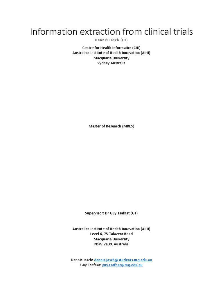Information Extraction From Clinical Trials | PDF | Randomized Controlled Trial | Evidence Based ...