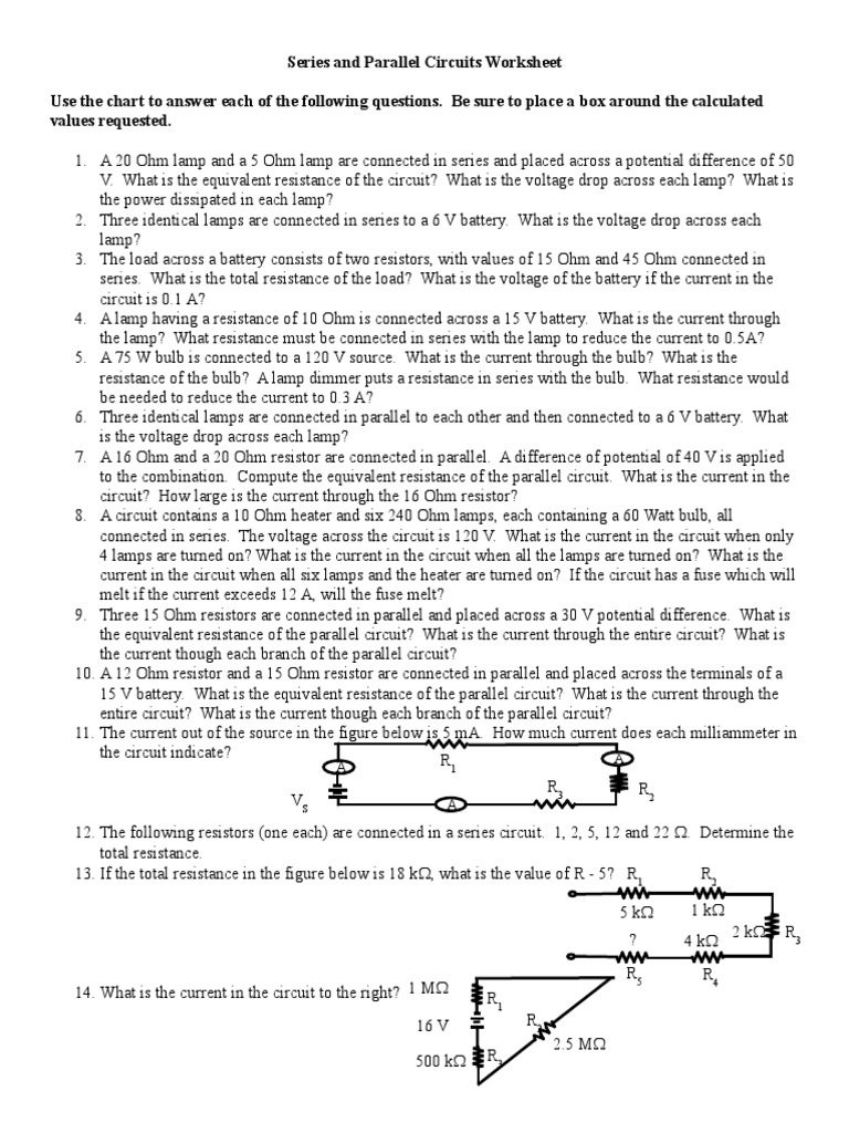 Series and Parallel Problems Worksheet 0910 | PDF | Series And Parallel ...