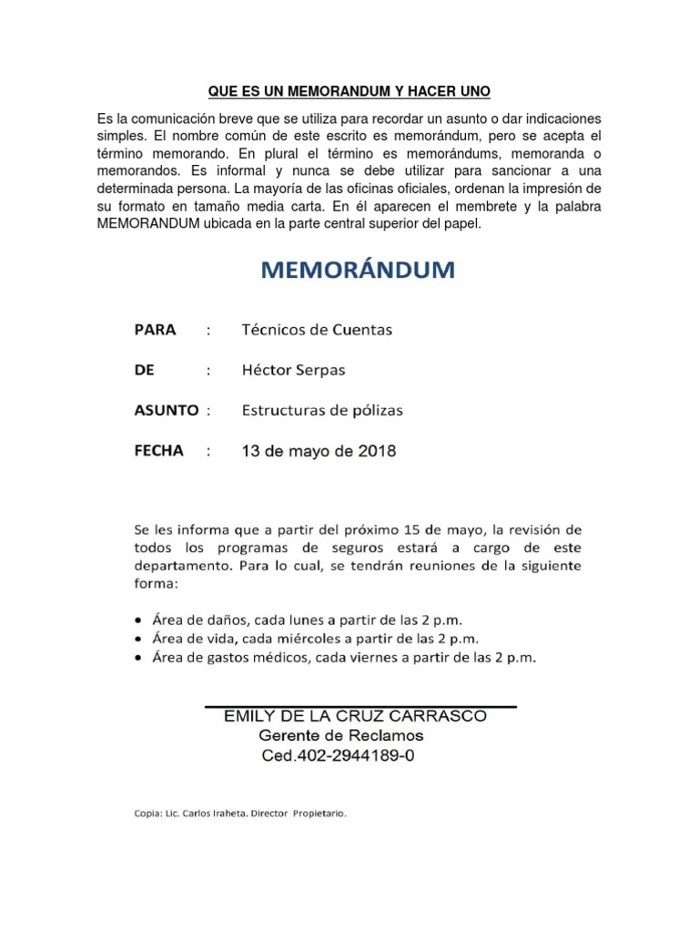 Que Es Un Memorandum y Hacer Uno Rudilenny | PDF
