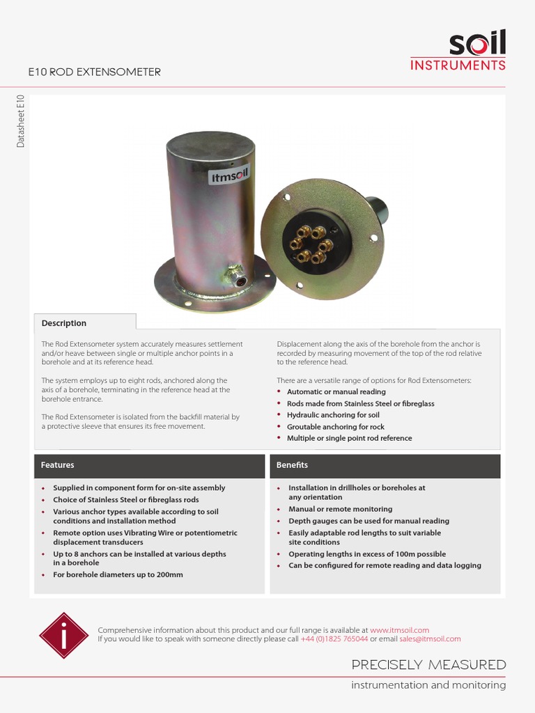 E10 Rod Extensometer: Precisely Measured | PDF | Tunnel | Pipe (Fluid ...