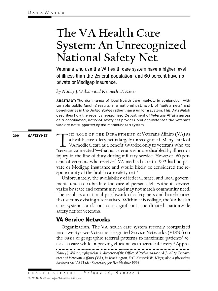 The VA Health Care System: An Unrecognized National Safety Net | PDF ...