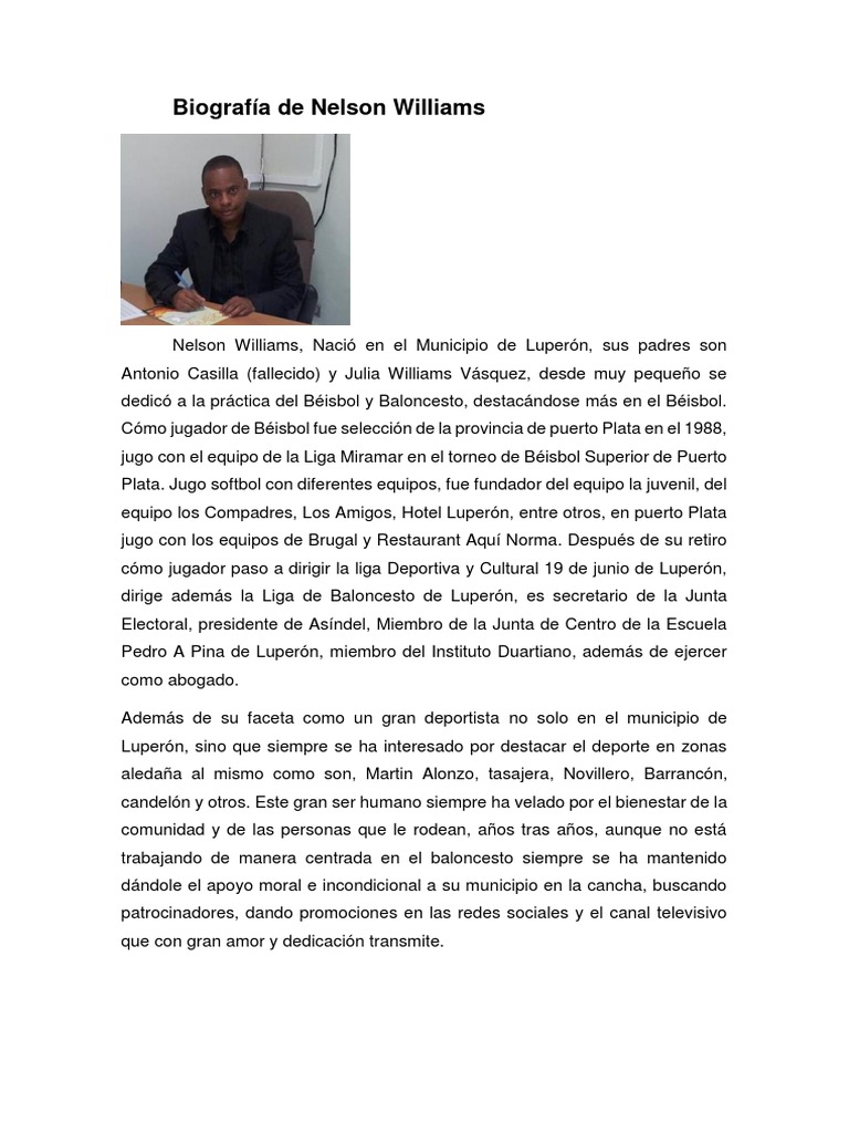 Biografía de Nelson Williams | PDF