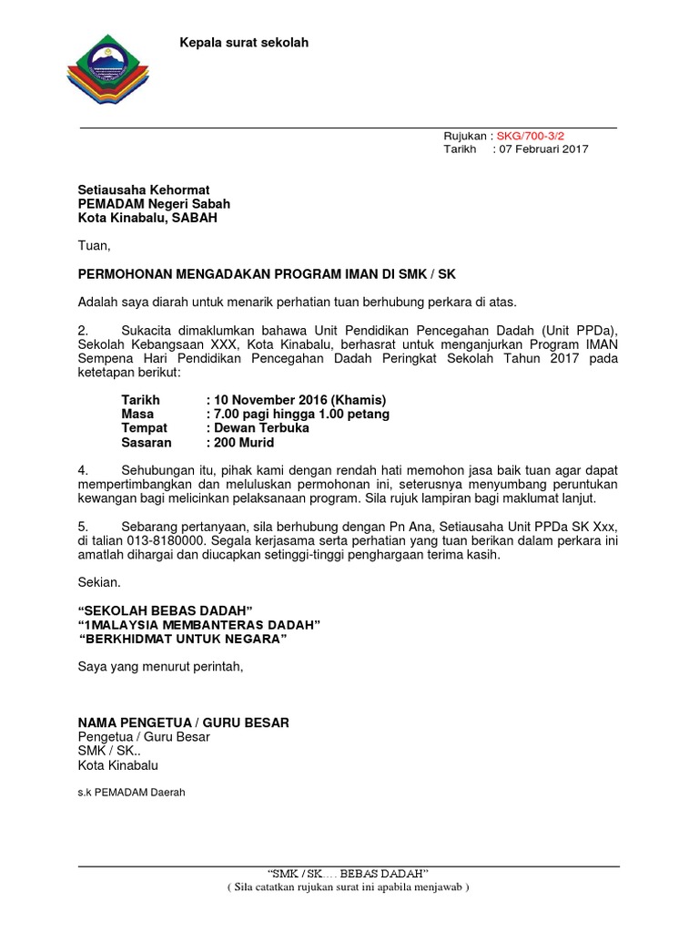 Permohonan Program IMAN di SMK/SK | PDF