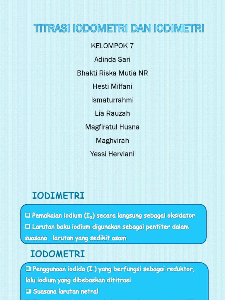 Kelompok 7 Titrasi Iodometri Dan Iodimetri | PDF