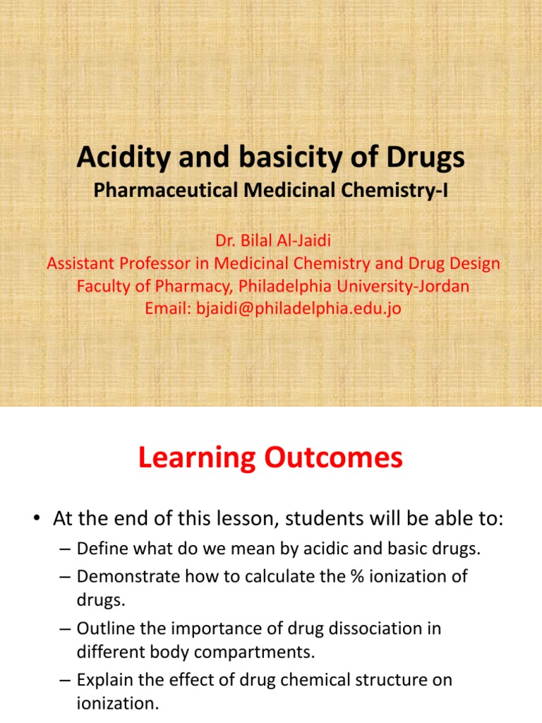 Acidity and Basicity of Drugs | PDF | Acid Dissociation Constant | Acid