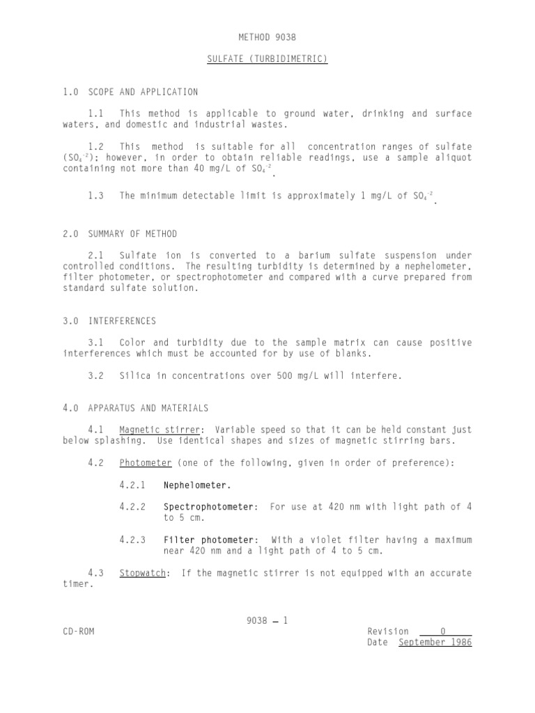 Nephelometer vs Spectrophotometer in Sulfate Analysis | PDF | Sodium ...