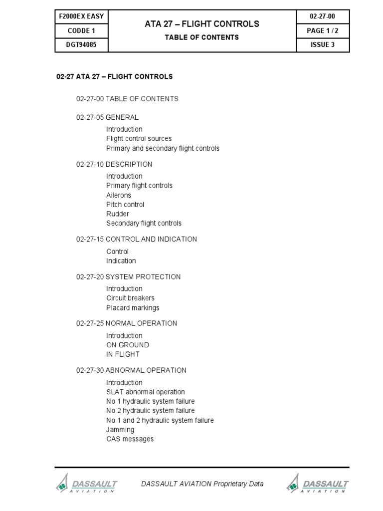 Ata 27 Dassault | PDF | Aircraft Flight Control System | Flight Control ...