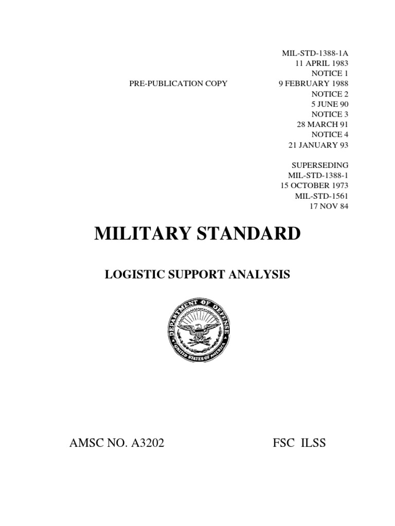 MIL-STD-1388-1A Logistic Support Analysis | PDF | Specification ...