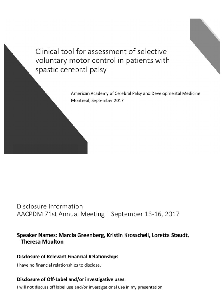 Clinical Tool For Assessment of Selective Voluntary Motor Control in ...