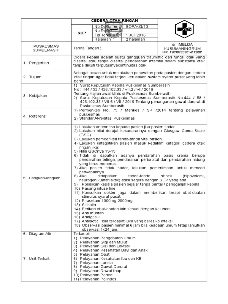 Sop Cedera Otak Ringan | PDF | Sains & Matematika