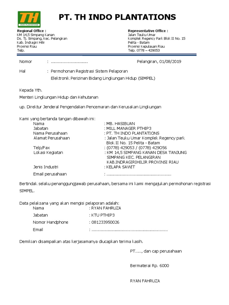 Formulir Registrasi Simpel 1 | PDF