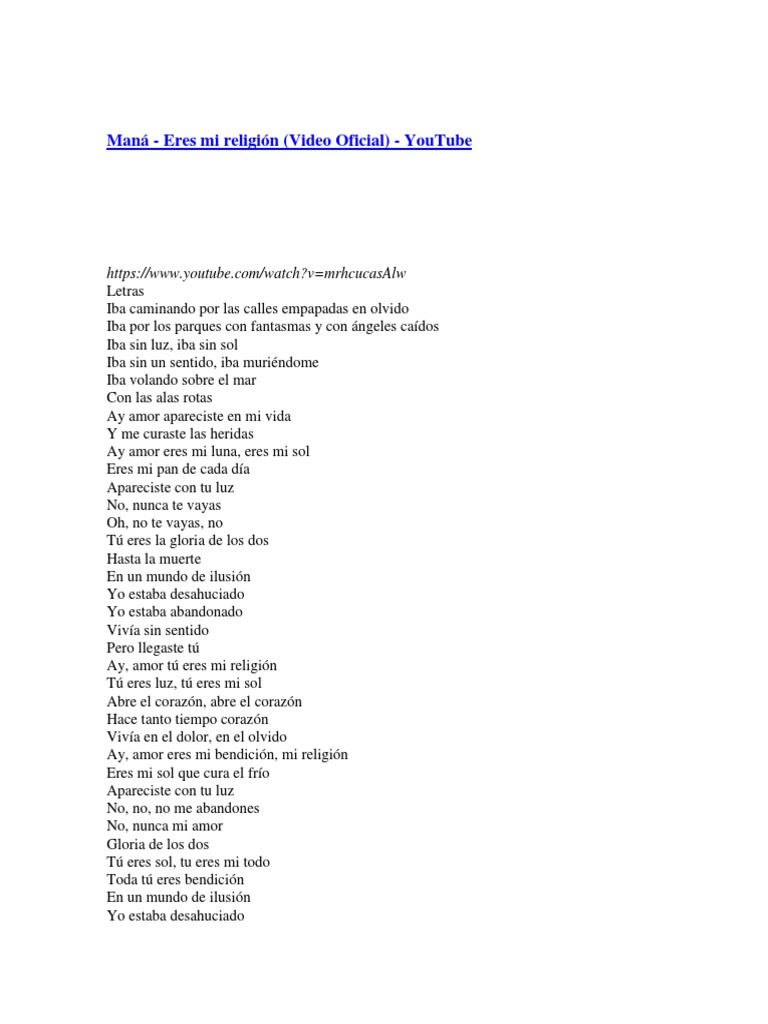 Maná - Eres Mi Religión (Video Oficial) | PDF