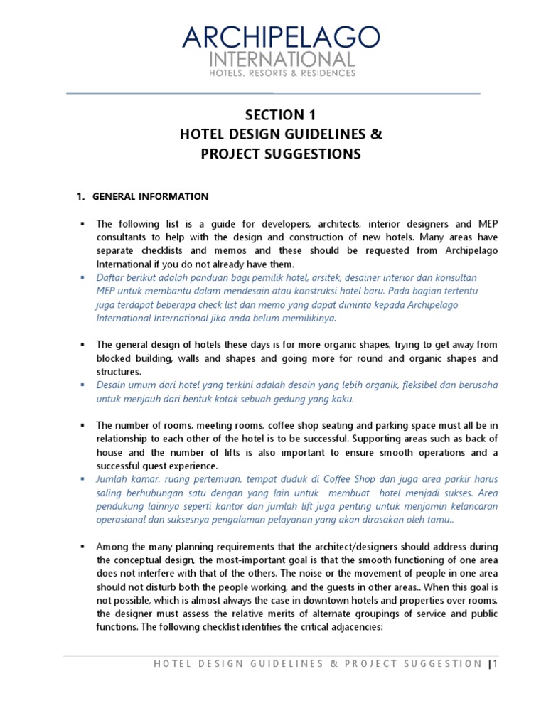 Section 1 Hotel Design Guidelines and PR | PDF