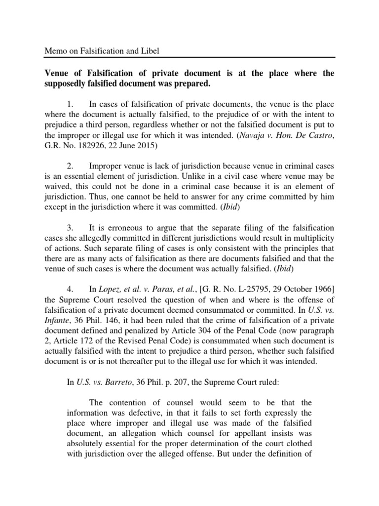 Memo On Falsification | PDF | Defamation | Falsifiability