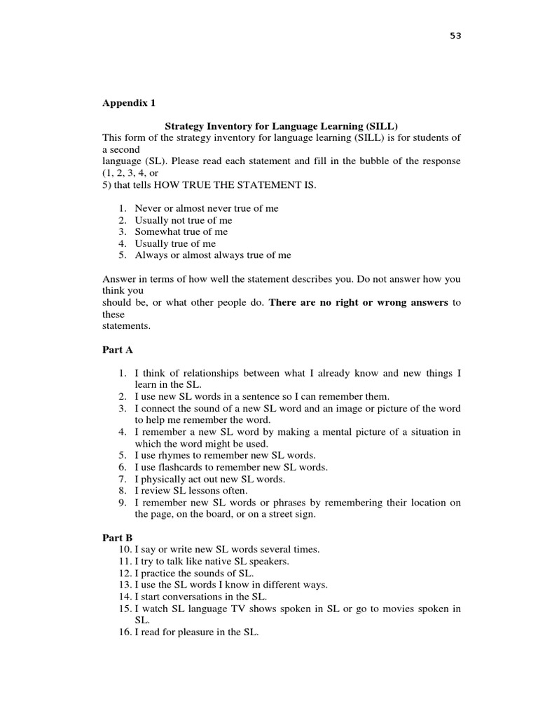 Strategy Inventory For Language Learning | PDF | Language Acquisition ...