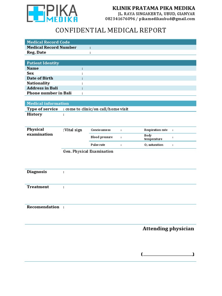 Confidential Medical Report Template | PDF