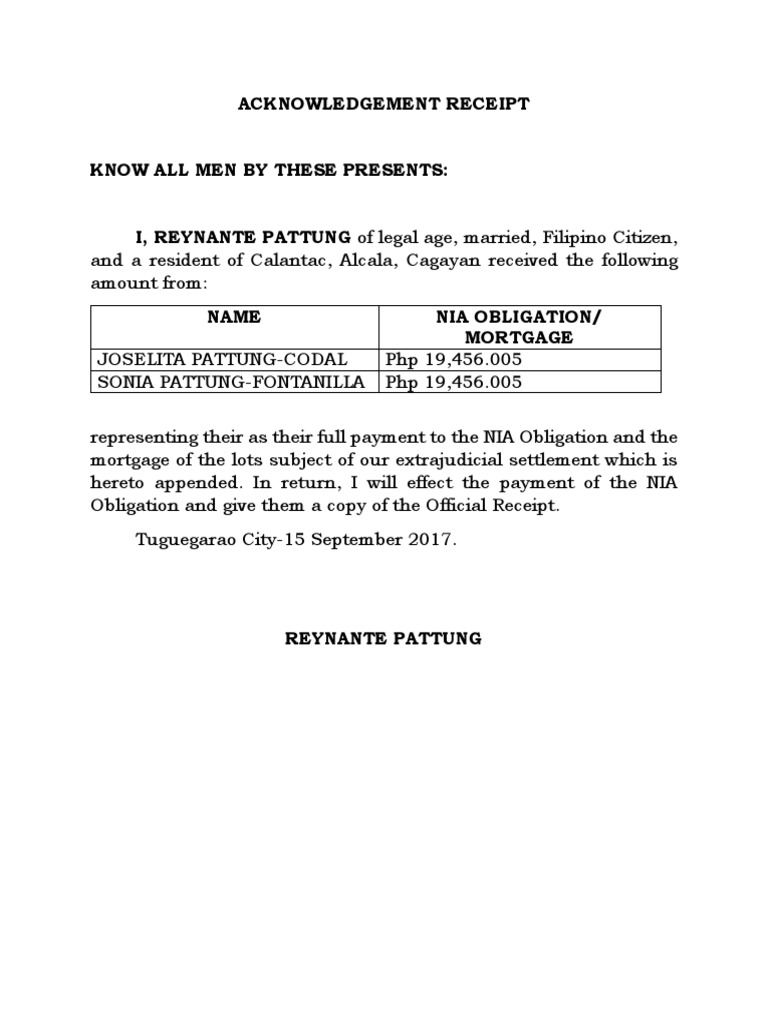 Acknowledgement Receipt | PDF