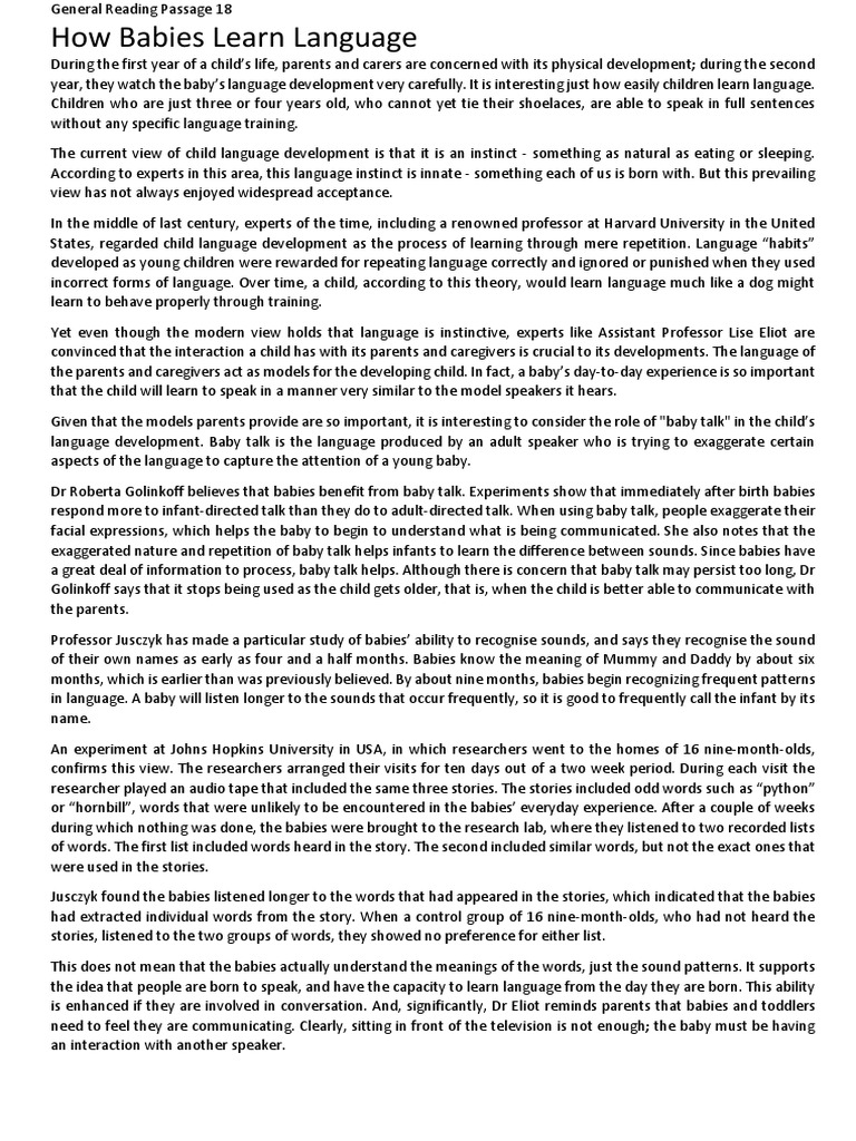 How Babies Learn Language | PDF | Perception | Language Development