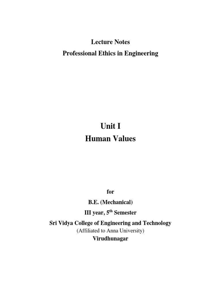 Professional Ethics and Human Values PDF | PDF | Engineering | Academia