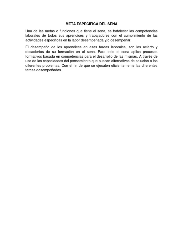 Meta Especifica Del Sena | PDF | Crecimiento personal y profesional ...