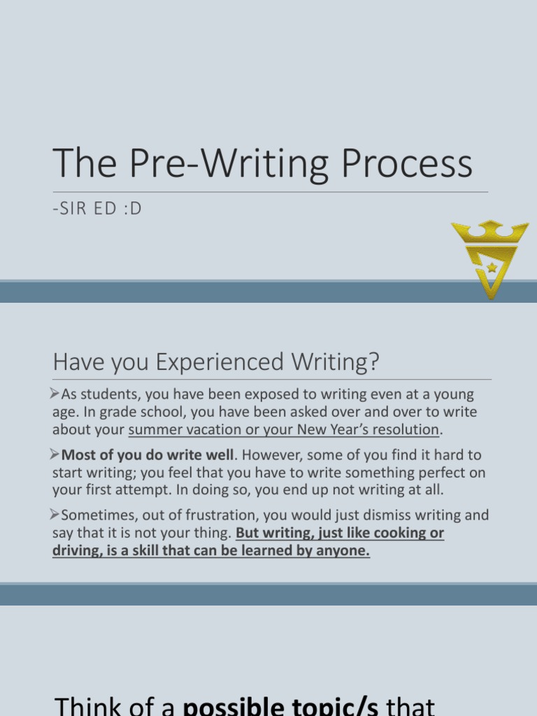 The Pre-Writing Process | PDF | Brainstorming | Psychology
