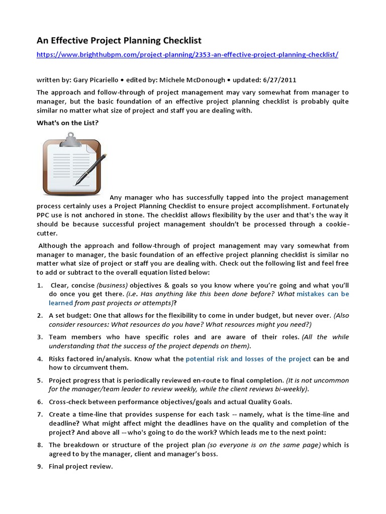 Project Planning Essentials | PDF | Project Management | Business