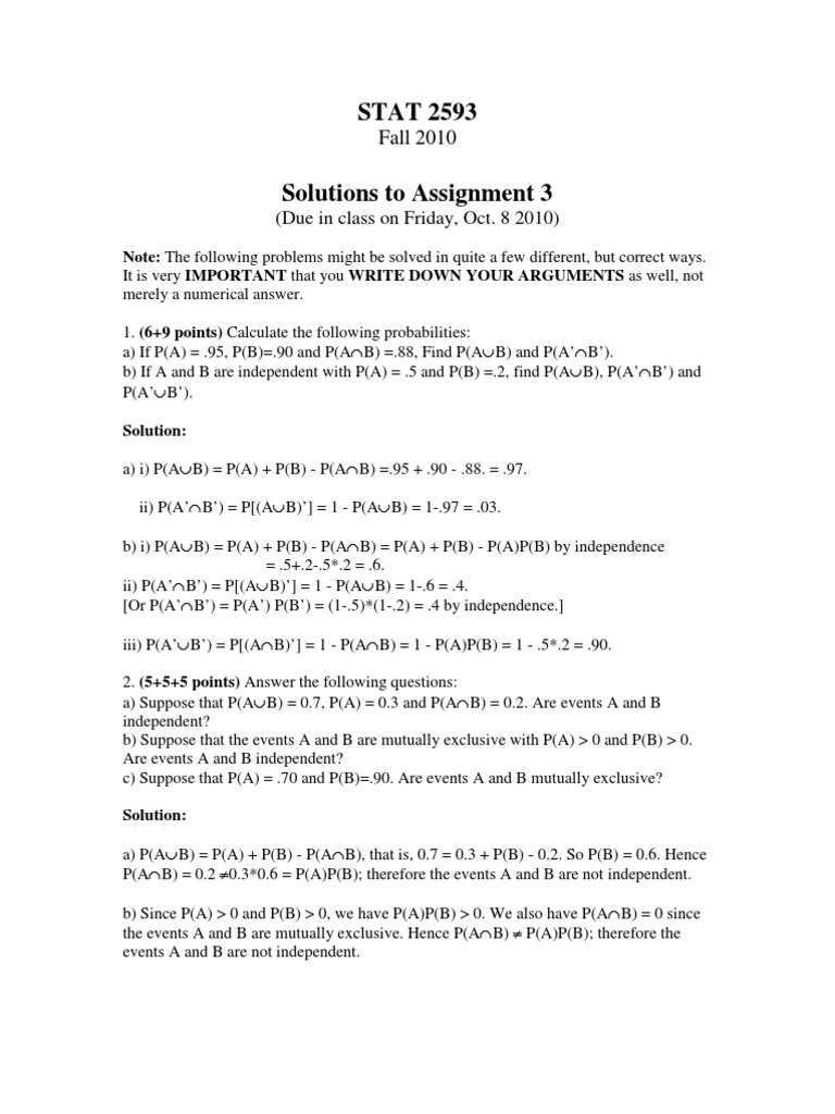 Stat Assign 3 Sol | PDF | Traffic Light | Teaching Mathematics