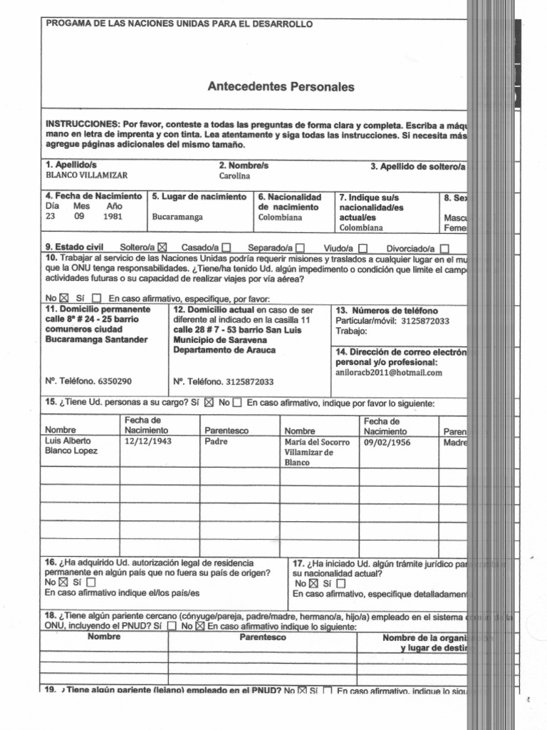 Hoja de Vida Formato P11 PDF | PDF