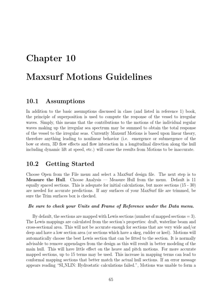 EN455 MaxsurfMotionsGuidelines | PDF | Hull (Watercraft) | Waves