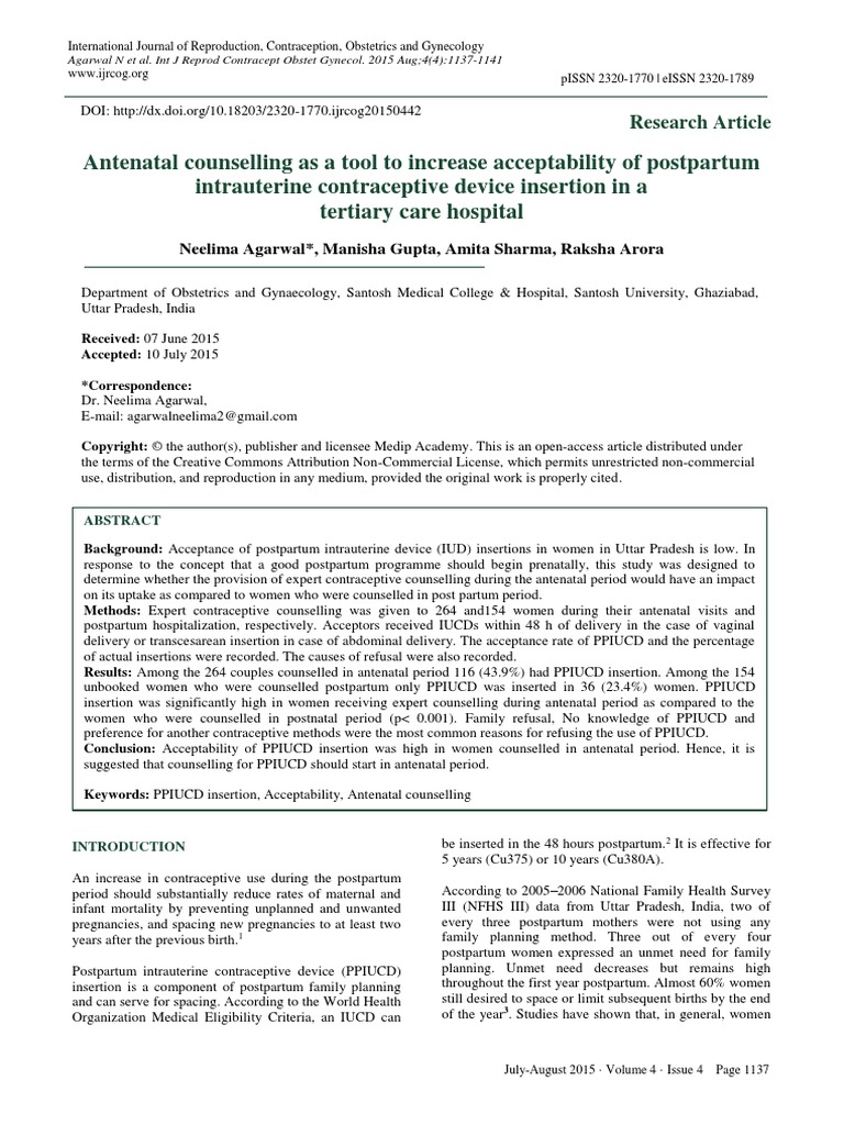 Antenatal Counselling Pdf Family Planning Birth Control