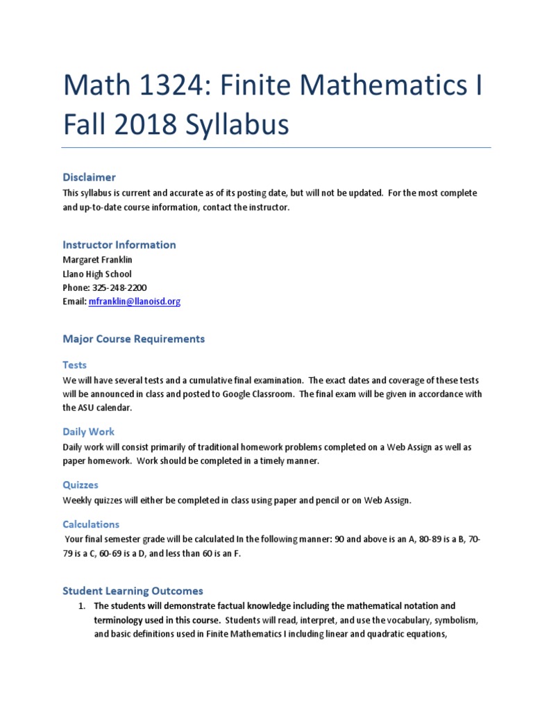 MATH 1324 - General Math | Download Free PDF | Equations | Matrix ...