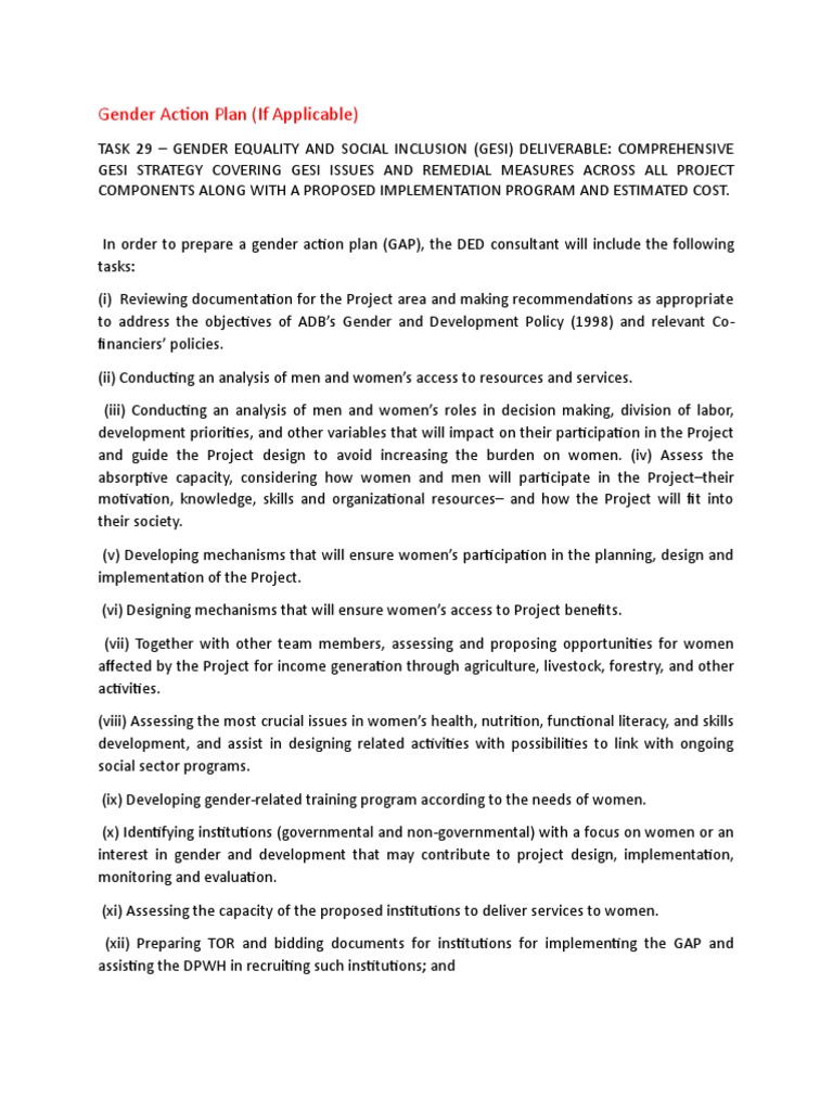 Gender Action Plan (If Applicable) | PDF | Gender And Development ...